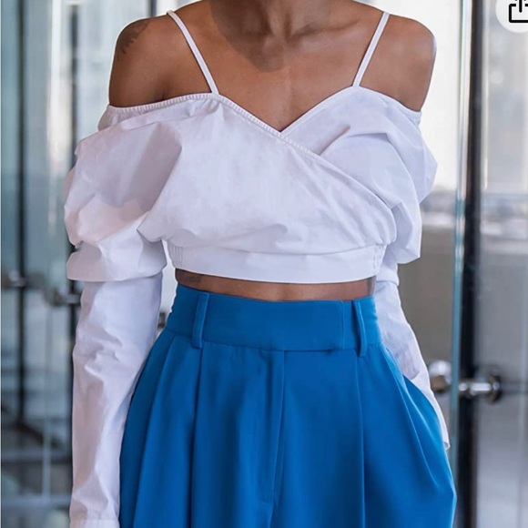 Tops | White Off Shoulder Draped Crop Top | Poshmark